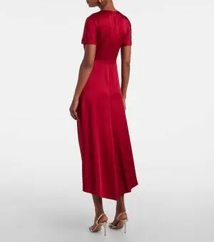 Victoria Beckham Gathered Satin Midi Dress