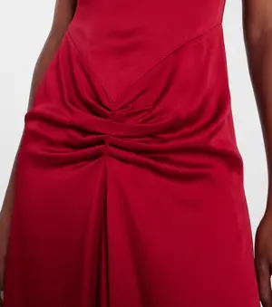 Victoria Beckham Gathered Satin Midi Dress