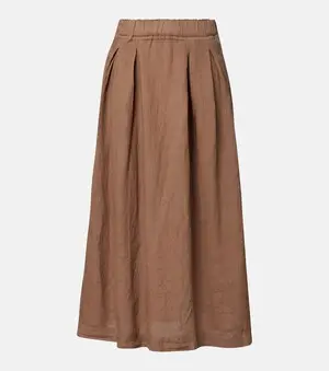 Velvet By Graham & Spencer Velvet Linda Linen Maxi Skirt Brown