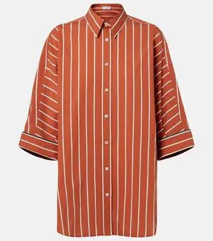 Brunello Cucinelli Striped Cotton-blend Shirt - Orange