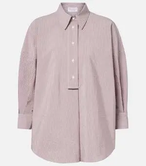 Brunello Cucinelli Striped Cotton-blend Shirt - Red