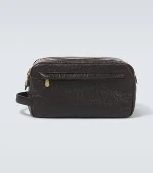 Brunello Cucinelli Leather Toiletry Bag - Brown