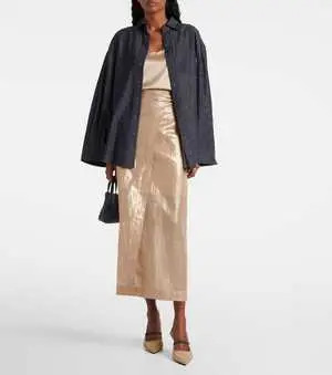 Brunello Cucinelli Coated Cotton Wrap Skirt