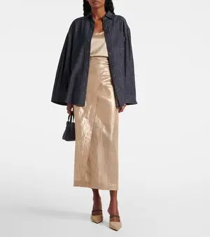 Brunello Cucinelli Coated Cotton Wrap Skirt
