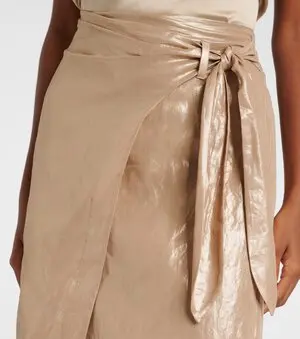 Brunello Cucinelli Coated Cotton Wrap Skirt