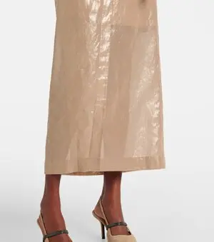 Brunello Cucinelli Coated Cotton Wrap Skirt