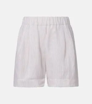 Brunello Cucinelli Striped Linen Bermuda Shorts - Beige