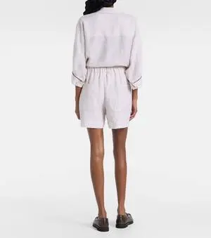 Brunello Cucinelli Striped Linen Bermuda Shorts - Beige