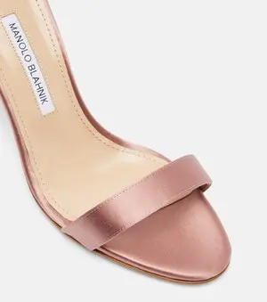 Manolo Blahnik Chaos Satin Ankle Strap Stiletto Sandals - Pink