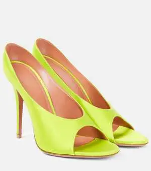 Amina Muaddi Anok 105 Satin Mules - Green