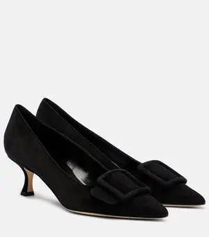Manolo Blahnik Maysale 50 Suede Pumps - Black