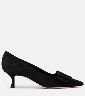 Manolo Blahnik Maysale 50 Suede Pumps - Black