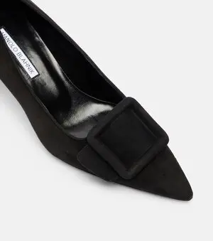 Manolo Blahnik Maysale 50 Suede Pumps - Black