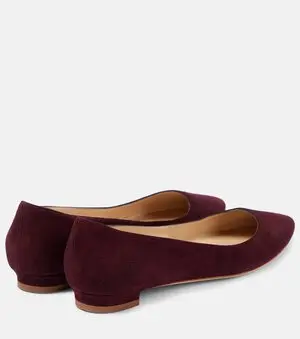 Manolo Blahnik Bb Suede Pointed Toe Ballet Flats - Red
