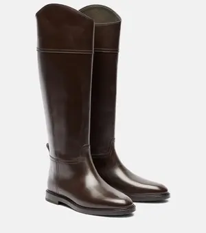 Brunello Cucinelli Monili Leather Knee-high Boots