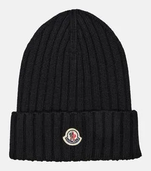Moncler Logo Ribbed-knit Virgin Wool Beanie - Black