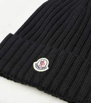 Moncler Logo Ribbed-knit Virgin Wool Beanie