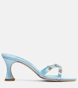 Manolo Blahnik Pyrenea Embellished Satin Mules