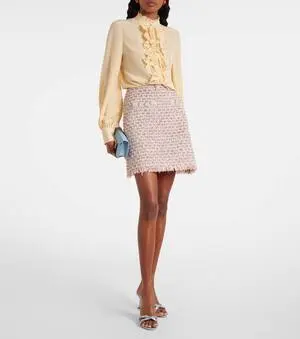 Manolo Blahnik Pyrenea Embellished Satin Mules