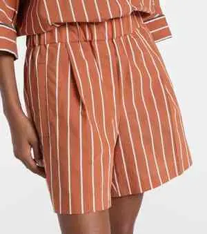 Brunello Cucinelli Striped Cotton-blend Bermuda Shorts - Orange
