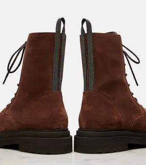 Brunello Cucinelli Monili Suede Lace-up Ankle Boots