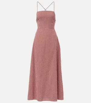Posse Lori Gingham Cotton Maxi Dress - Red