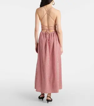 Posse Lori Gingham Cotton Maxi Dress - Red