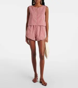 Posse Aurelia Gingham Cotton Shorts - Red