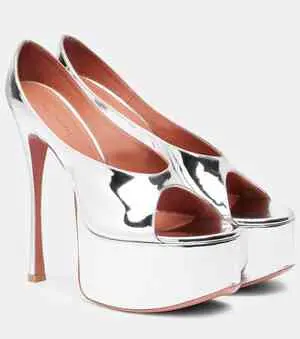 Amina Muaddi Anok 155 Platform Pumps - Silver