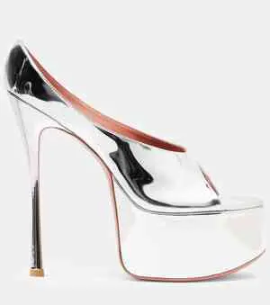 Amina Muaddi Patent Leather Platform Pumps