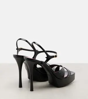 Saint Laurent Debbie 85 Patent Leather Platform Sandals - Black