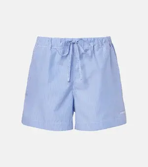 Hunza G Striped Cotton Poplin Shorts - Blue