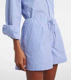 Hunza G Striped Cotton Poplin Shorts - Blue