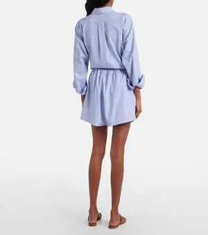 Hunza G Striped Cotton Poplin Shorts - Blue