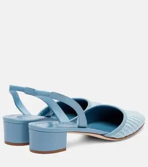 Manolo Blahnik Raffro Raffia Slingback Pumps - Blue
