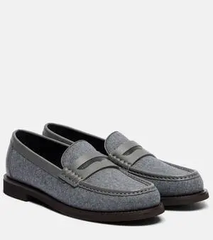 Brunello Cucinelli Monili Leather-trimmed Loafers