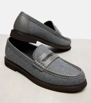 Brunello Cucinelli Monili Leather-trimmed Loafers
