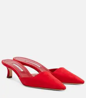 Manolo Blahnik Moiramu Suede Mules