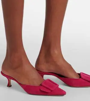 Manolo Blahnik Maysale Suede Mules