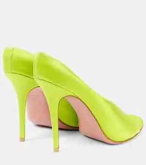 Amina Muaddi Anok 105 Satin Mules - Green