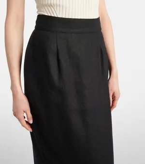 Posse Matilda Tiered Linen Pencil Skirt - Black
