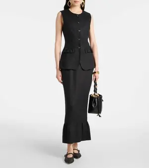 Posse Matilda Tiered Linen Pencil Skirt - Black