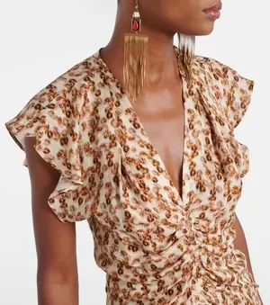 Isabel Marant Étoile Lyndsay Gathered Jacquard Midi Dress - Multicoloured