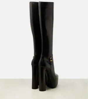 Saint Laurent Nico Leather Platform Knee-high Boots