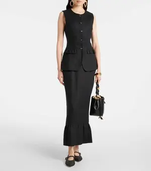 Posse Matilda Ruffled Linen Vest - Black