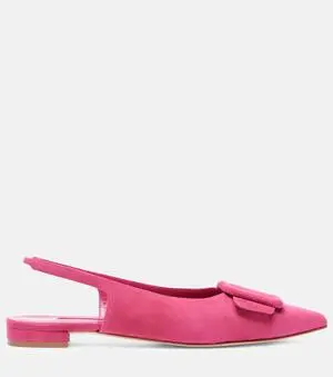 Manolo Blahnik Maylura Suede Slingback Flats - Pink