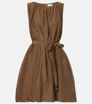 Velvet By Graham & Spencer Margot Cotton And Silk Voile Minidress - Brown