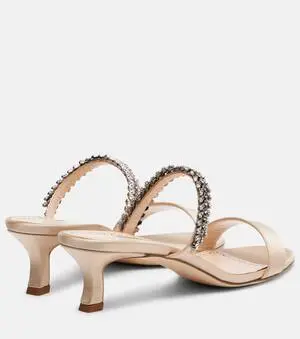Manolo Blahnik Kifasan Embellished Satin Mules