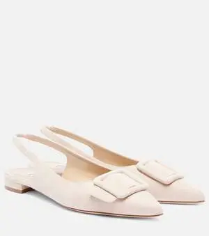 Manolo Blahnik Maylura Slingback Flats - Beige