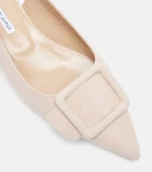 Manolo Blahnik Maylura Slingback Flats - Beige